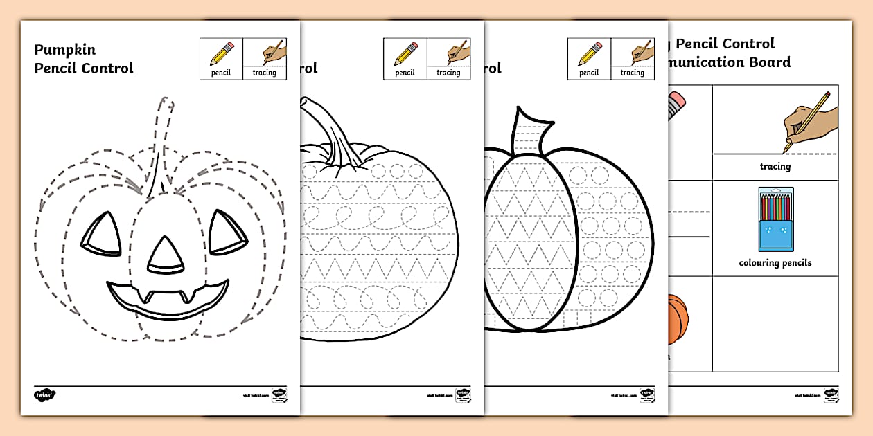 Pumpkin Pencil Control Activity with Visual Supports