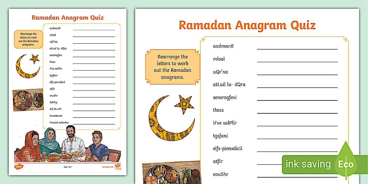 Ramadan Anagram Quiz - Twinkl - Religion - KS2 - Twinkl
