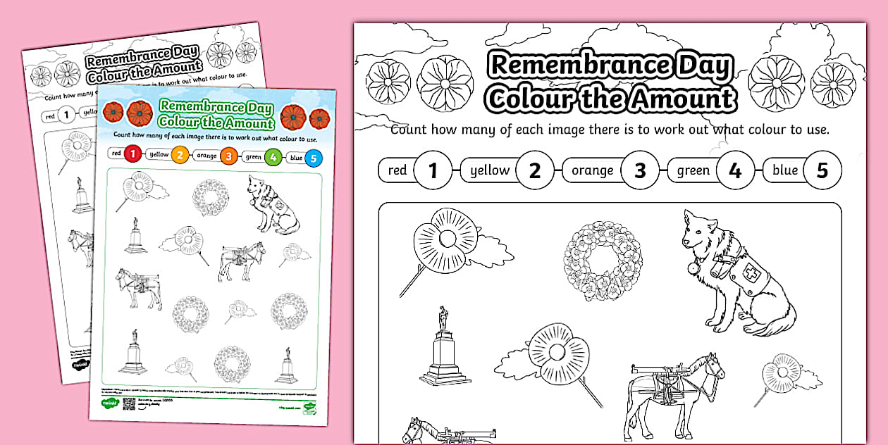 👉 Remembrance Day Colour the Amount Worksheet - Twinkl 👉 Remembrance Day Colour the Amount Worksheet - Twinkl