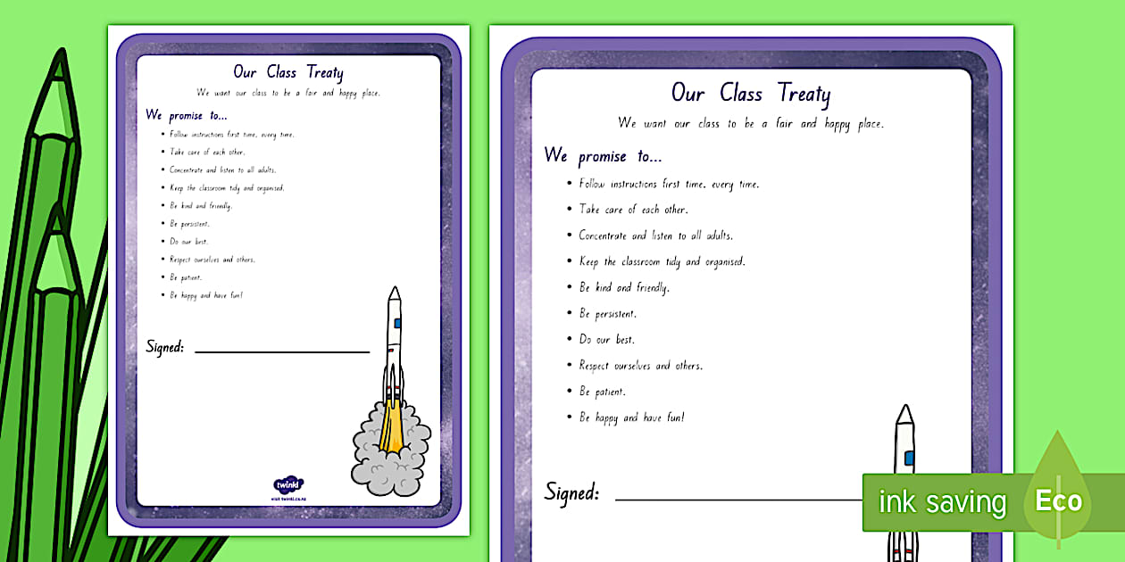 Space-Themed Class Agreement Display Poster (teacher made)