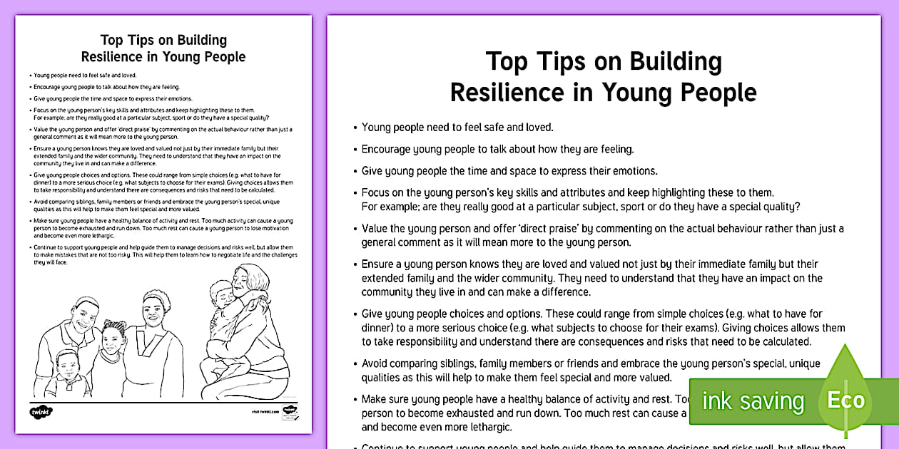Editable Building Resilience in Young People Top Tips