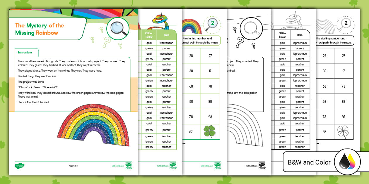 First Grade The Mystery of the Missing Rainbow Math Project
