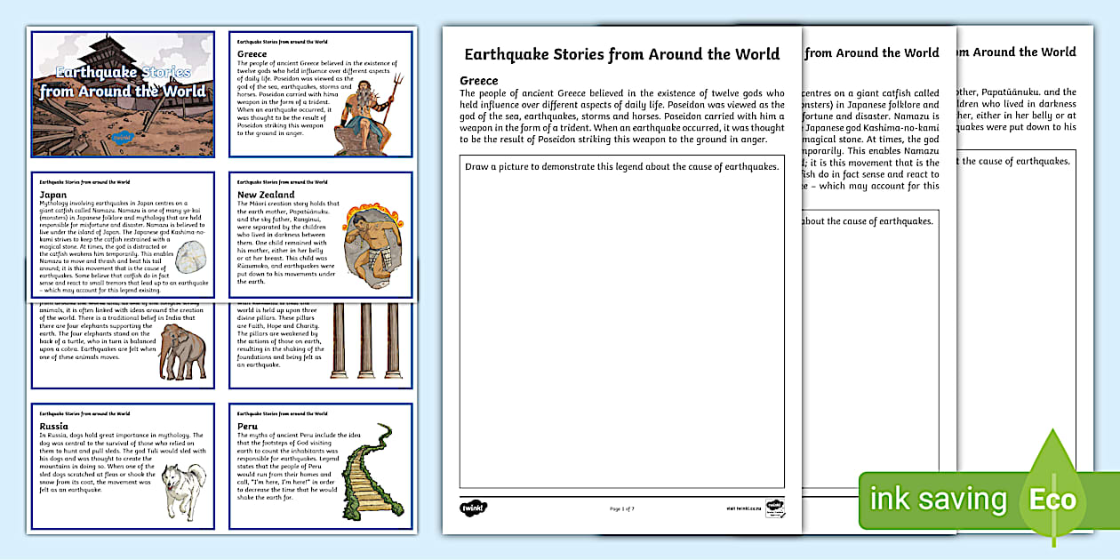 Earthquake Stories from Around the World Information Cards