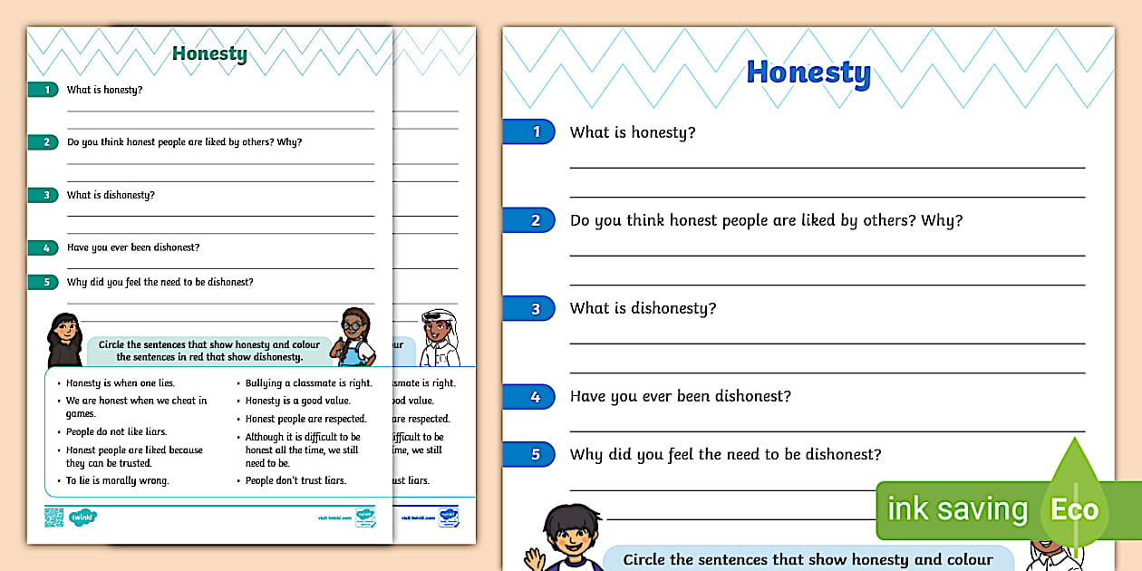 Honesty Worksheet (teacher made) - Twinkl