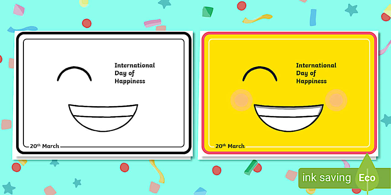 International Day of Happiness Card (teacher made) - Twinkl