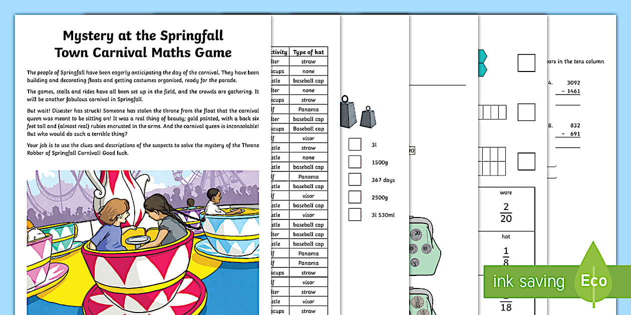 Mystery at the Springfall Town Carnival Maths Game - Twinkl