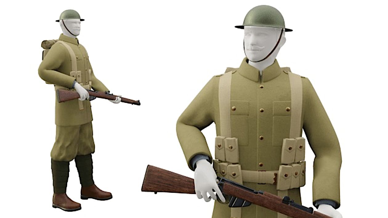3D Model: First World War - British Soldier - Twinkl 3D Model: First World War - British Soldier - Twinkl