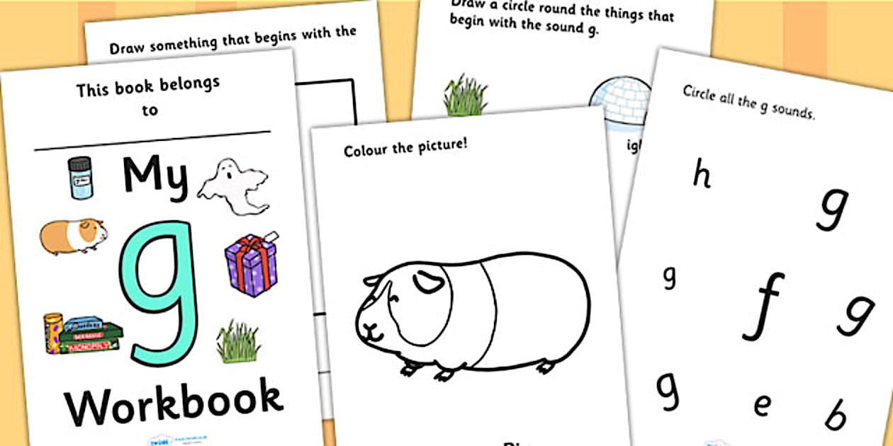 My Workbook g lowercase (teacher made) - Twinkl