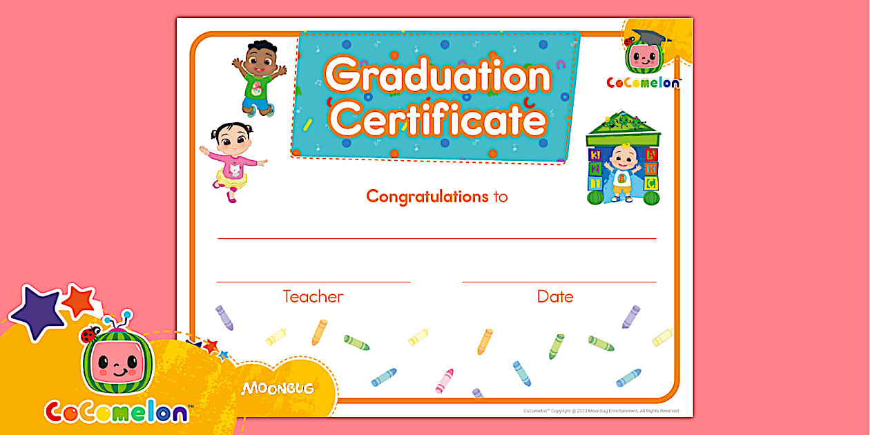 FREE! - CoComelon Graduation Certificate | Twinkl USA