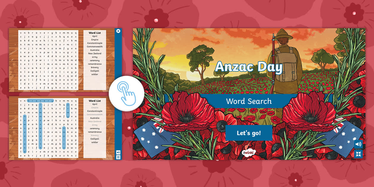 Anzac Day Interactive Word Search