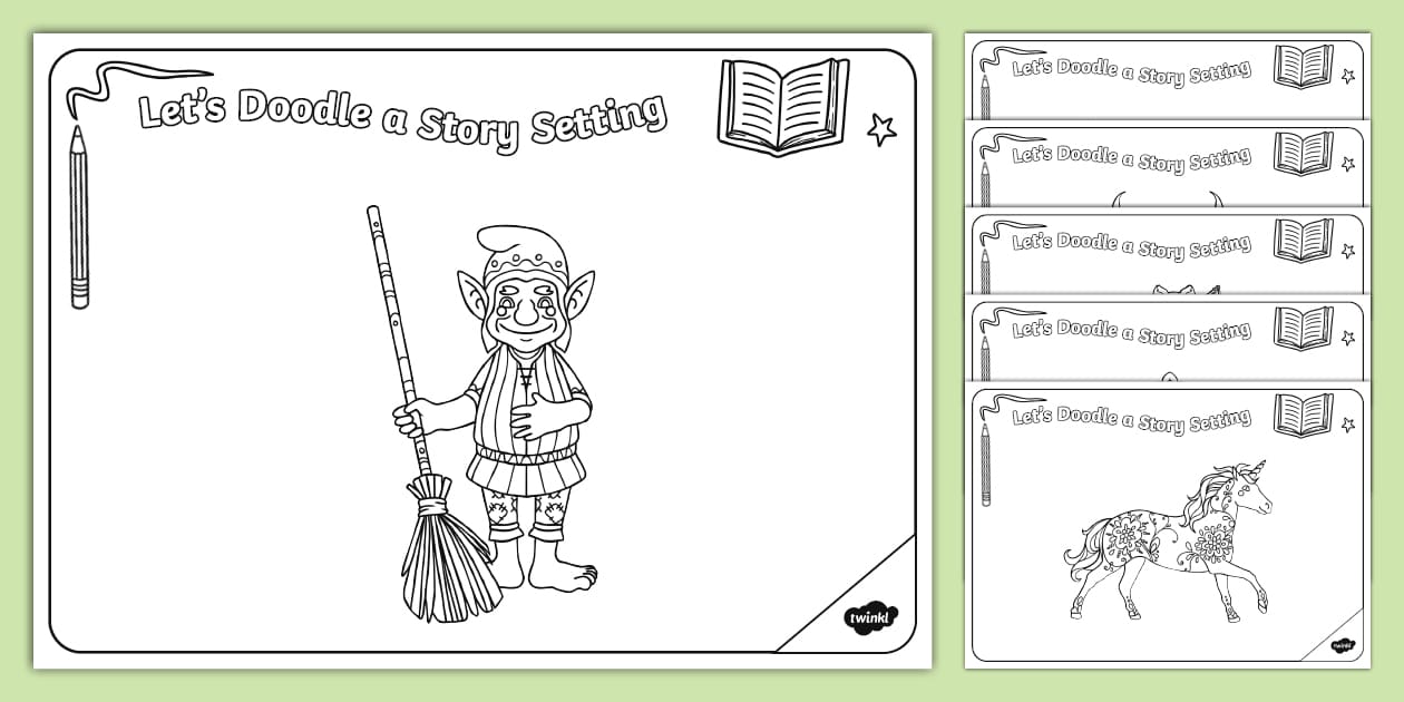 Let's Doodle Story Settings Colouring Pages (Teacher-Made)