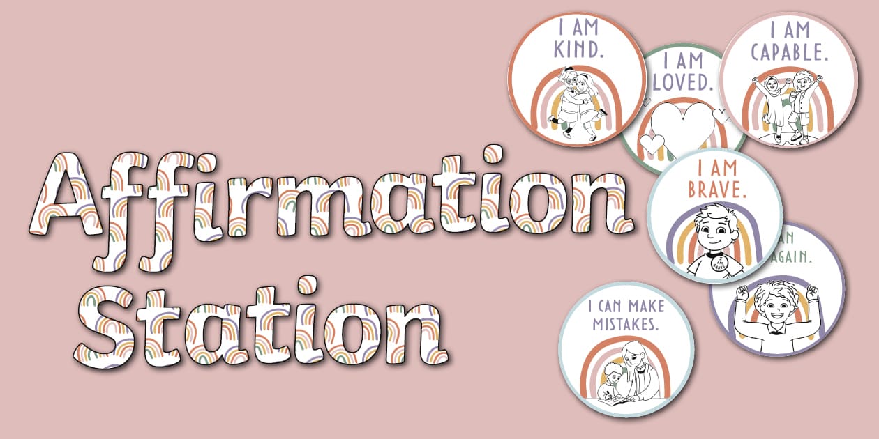Muted Rainbow Themed Affirmation Station Display Pack