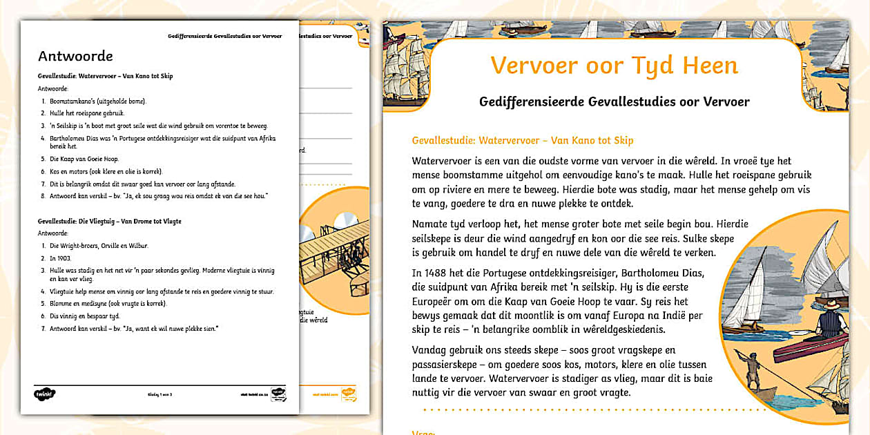 Graad 4 Geskiedenis Kwaraal 3 Gevallestudie-Pak: Vervoer Oor Tyd Heen (CAPS