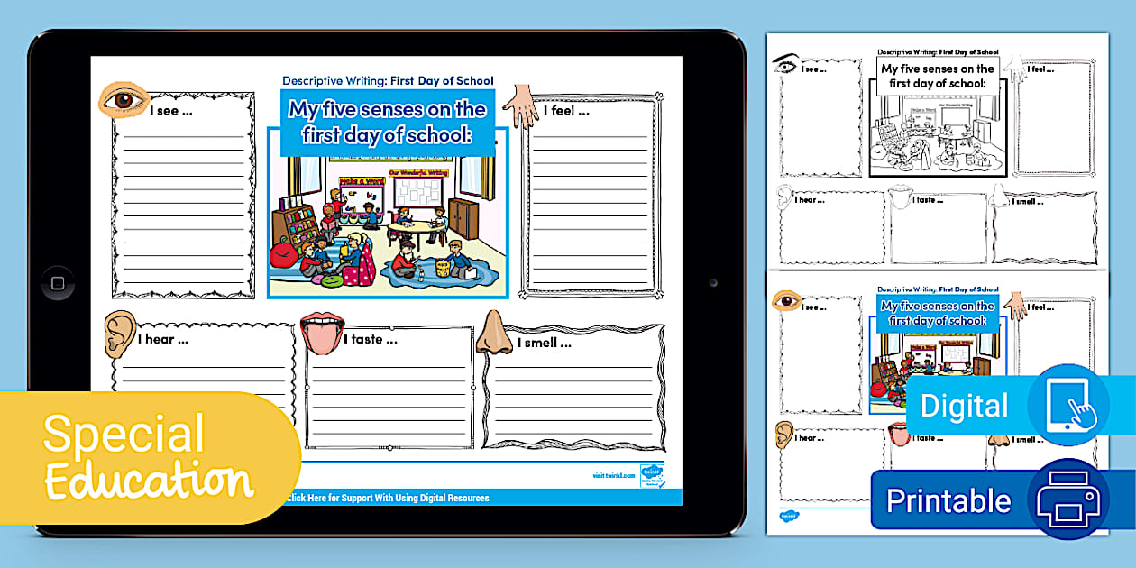 First Day of School Descriptive Writing - Twinkl