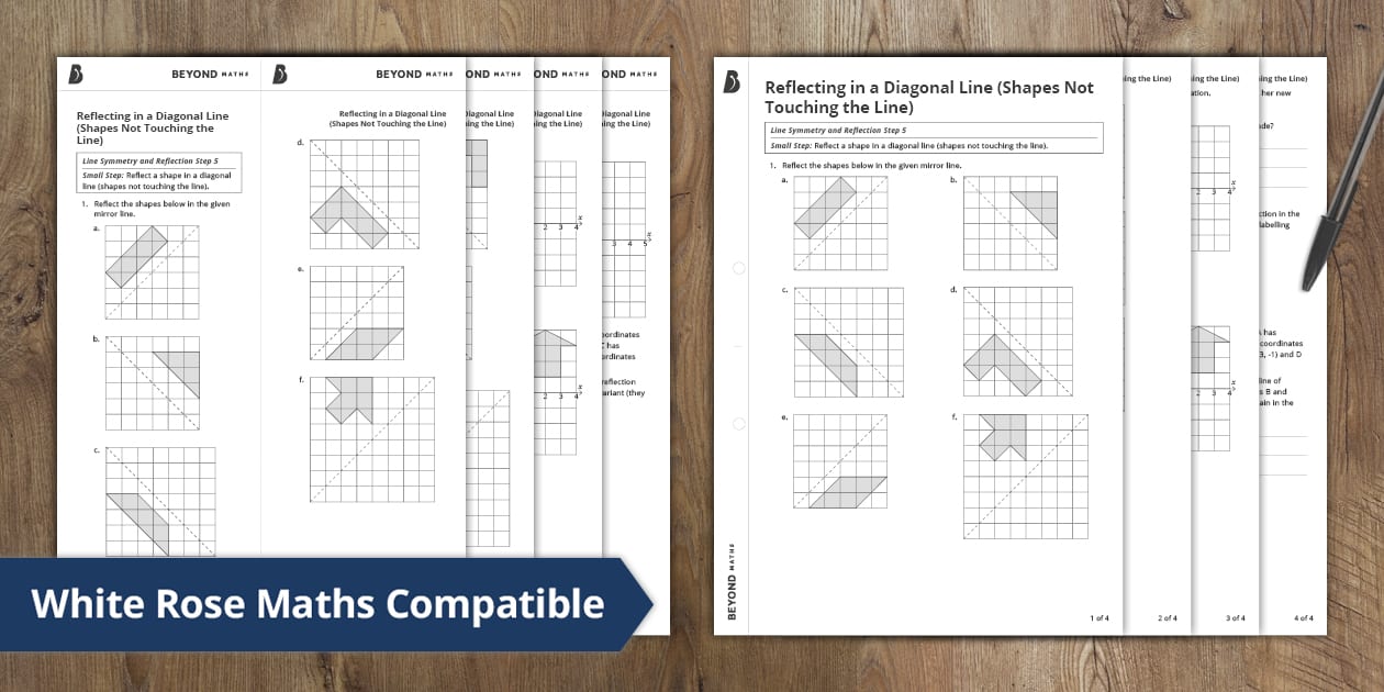 👉 Reflecting in a Diagonal Line (Shapes Not Touching the Line)