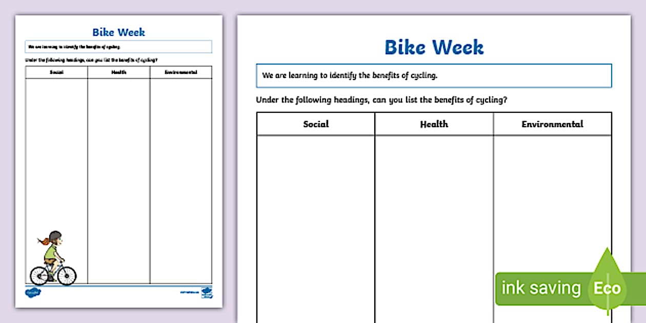 Benefits of Cycling Worksheet / Worksheet (teacher made)