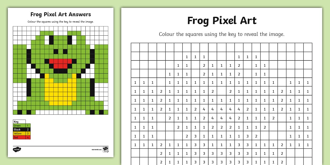 * NEW * Free Frog Pixel Art Template for Children: Download now!