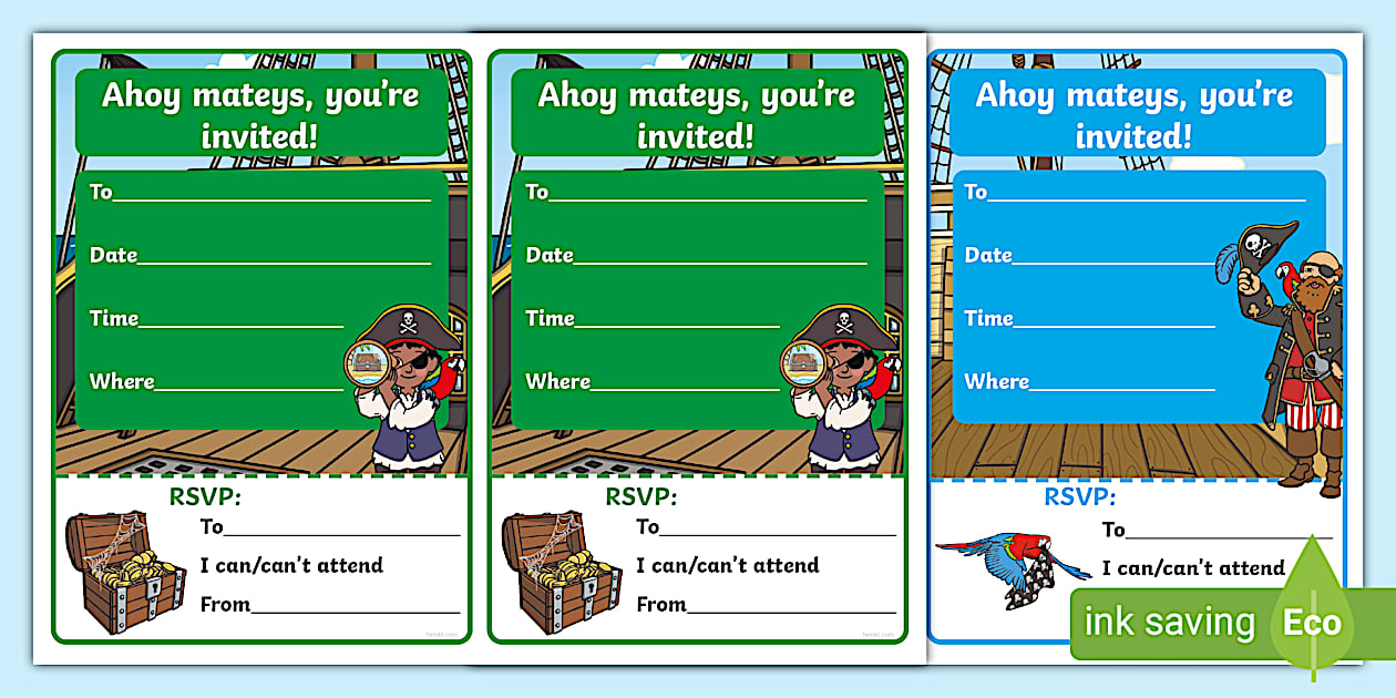 Printable Pirate Party Invitations | Twinkl Party | KS1