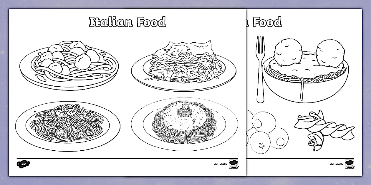 Food from Italy Colouring Pages (Teacher-Made) - Twinkl