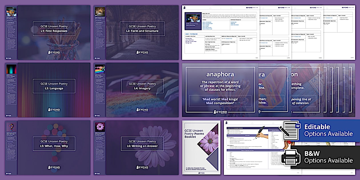 GCSE Unseen Poetry Whole Unit Pack (teacher made) - Twinkl