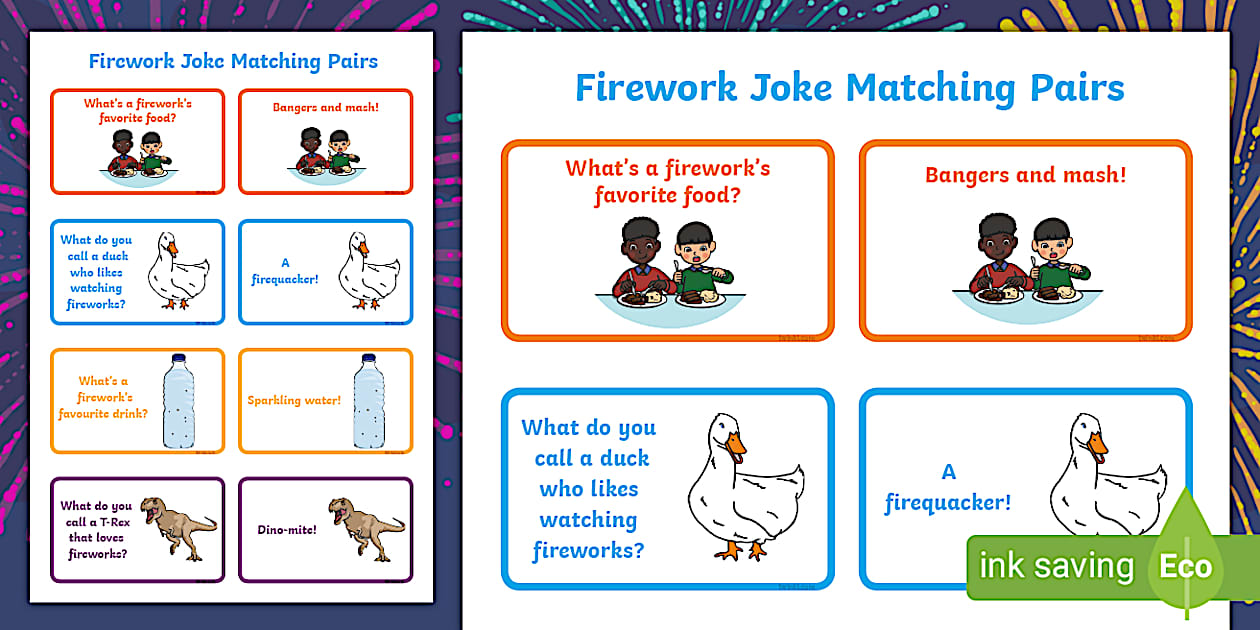Firework Joke Matching Pairs (teacher made) - Twinkl