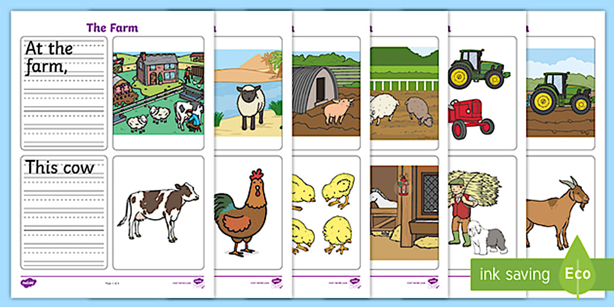 Cursive The Farm Simple Sentence Writing Prompt Pictures Activity