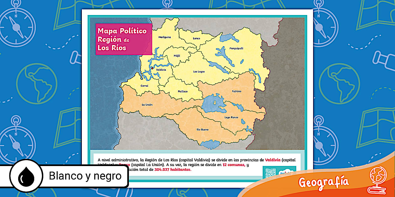 Póster | mapa de la región de Los Ríos (teacher made)