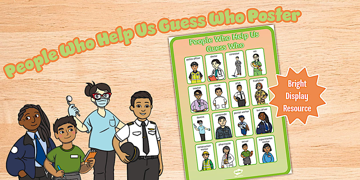 People Who Help Us Guess Who Activity Poster