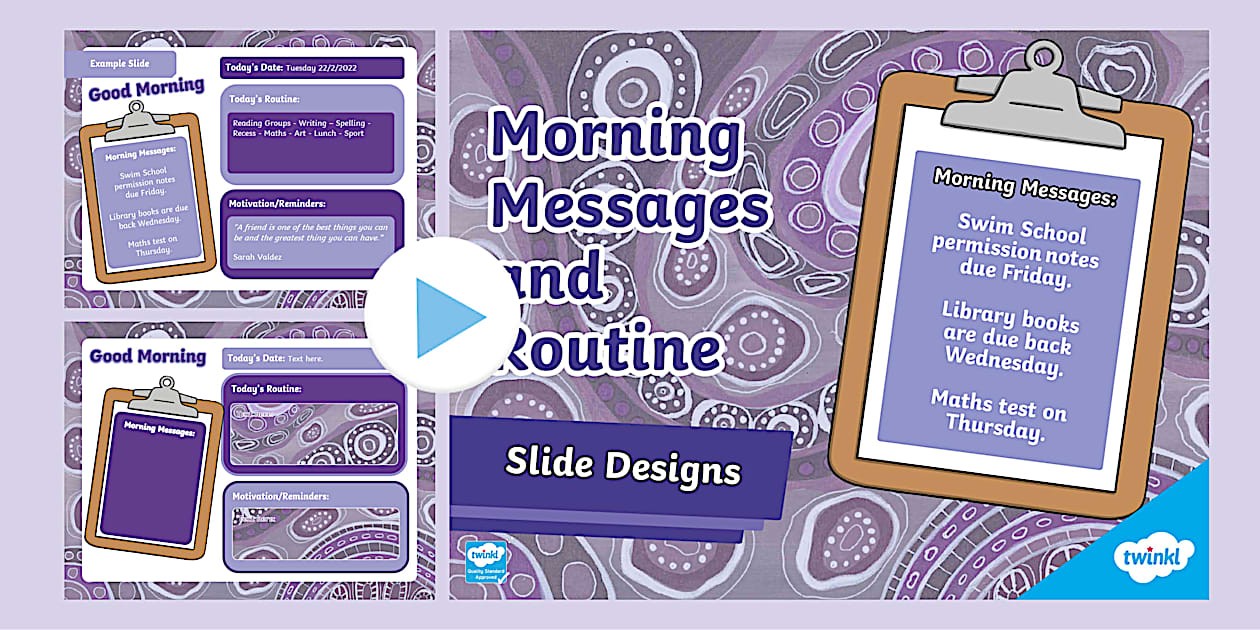 Australian Indigenous Morning Messages and Routine Slide