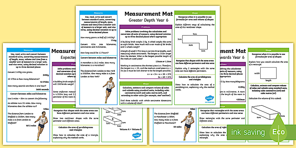 Year 6 Measurement Differentiated Maths Mats - Twinkl