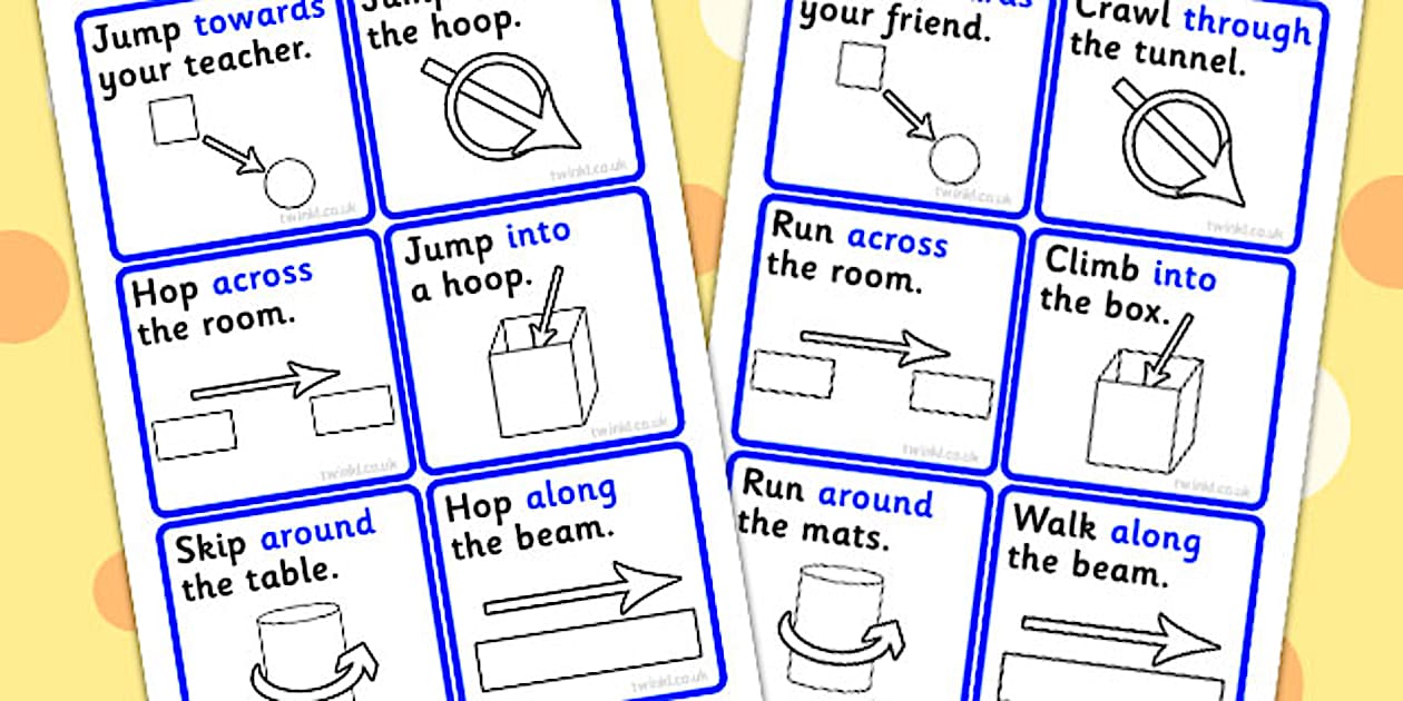 Editable Instructions With Directional Prepositions Cards