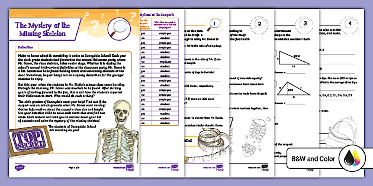 Sixth Grade The Mystery of the Missing Skeleton Math Project