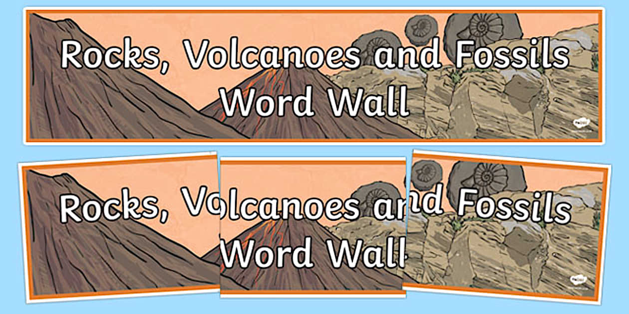 Rocks Volcanoes and Fossils Word Wall Display Banner - display