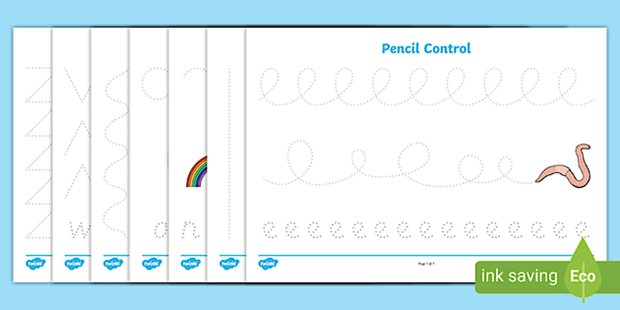 Worm Pencil Control Worksheets (teacher made) - Twinkl