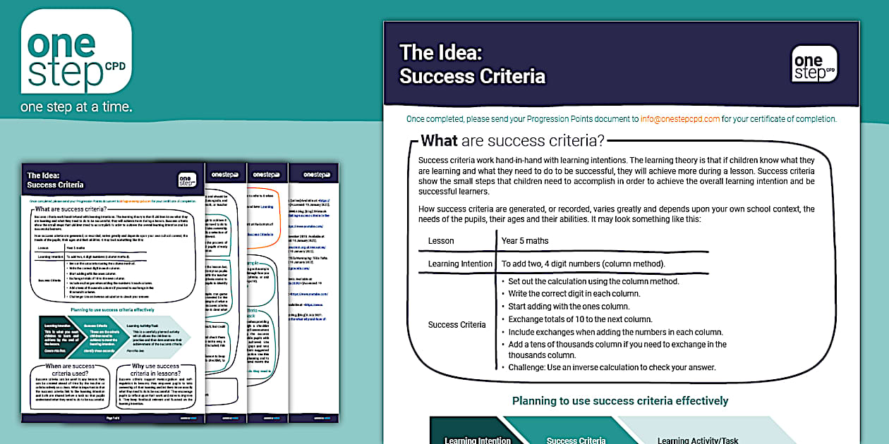 CPD | Learning Intentions and Success Criteria - Twinkl