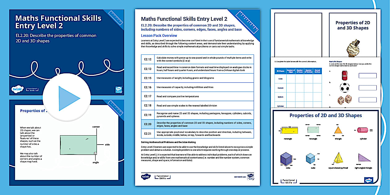 Maths Functional Skills Entry Level: 2.20: Describe the Properties of ...