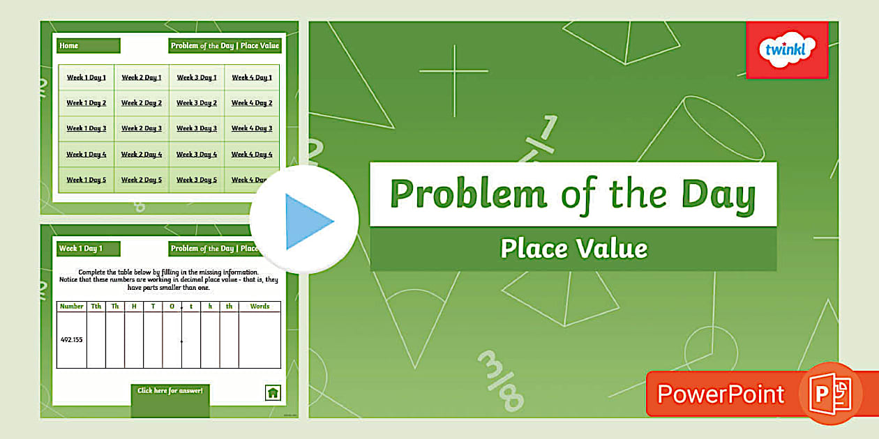 Year 5-6 Problem of the Day Slideshow - Place Value - Twinkl