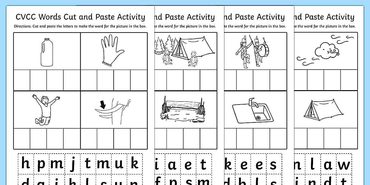 NSW CVCC Cut and Paste Worksheet - Twinkl