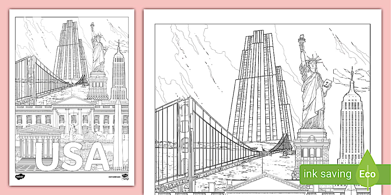 USA Colouring (teacher made) - Twinkl
