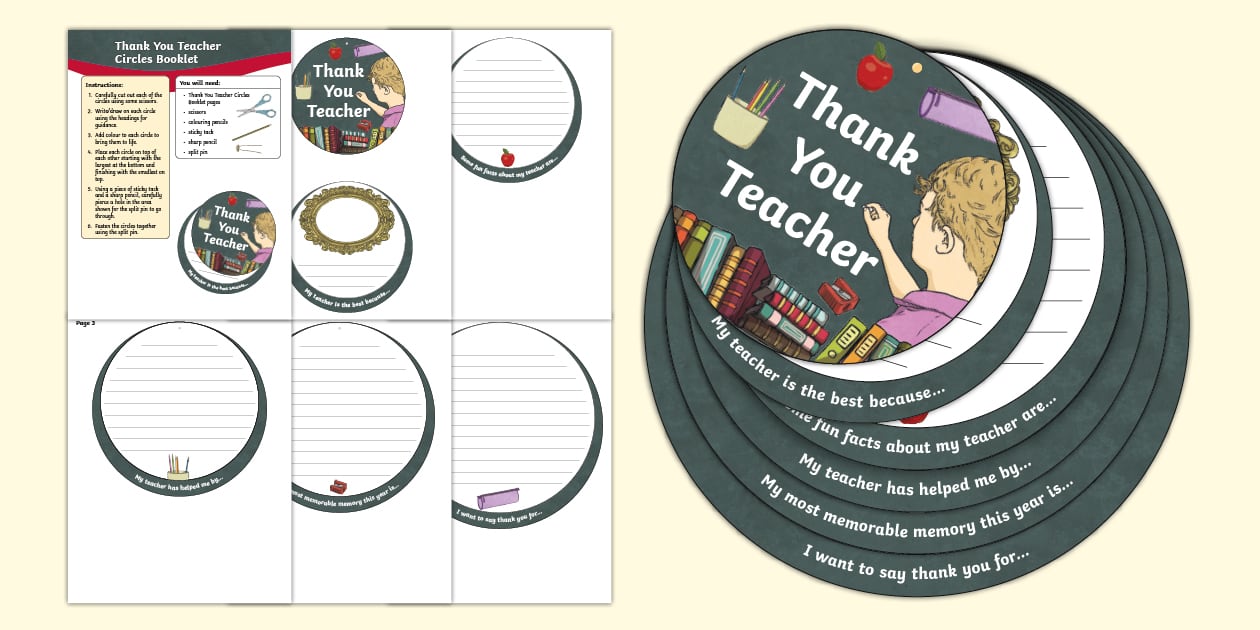 Thank You Teacher Circles Booklet (teacher made) - Twinkl