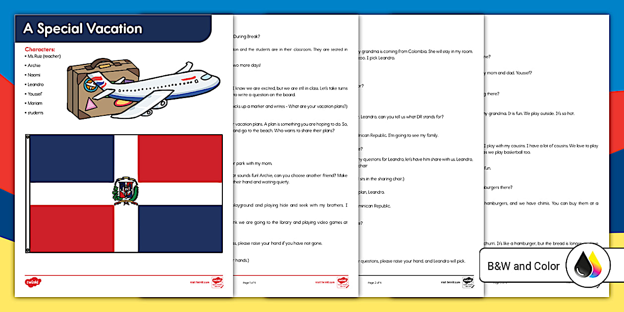 Special Vacation Readers Theatre Script | 1st Grade | Twinkl