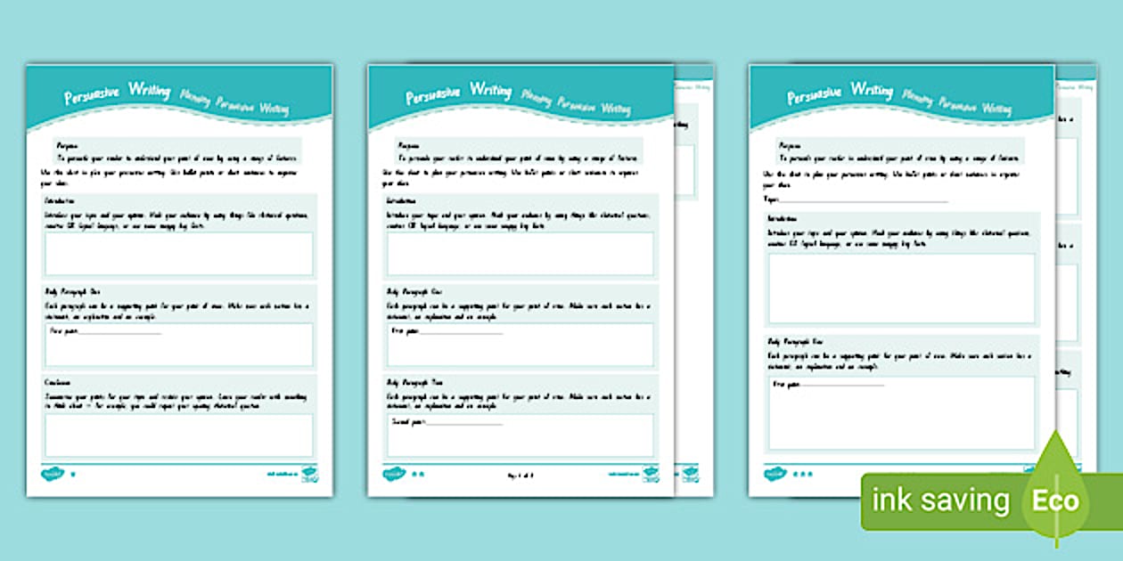 Level 3 Writing - Persuasive Writing Planning Sheet - Twinkl