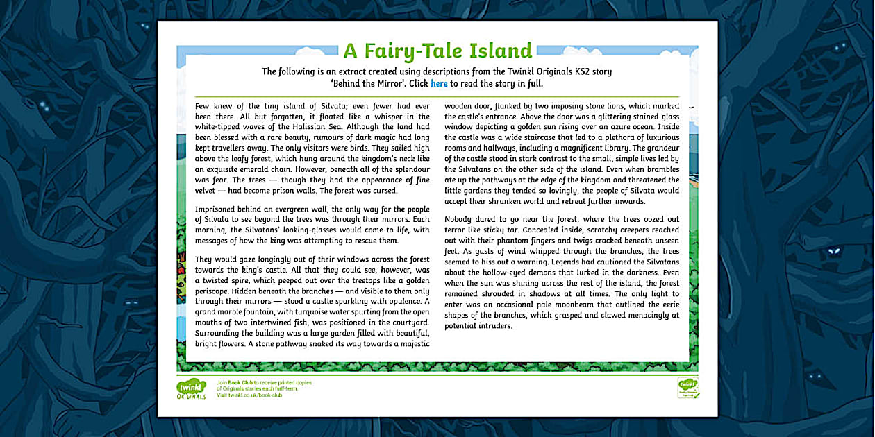 'Behind the Mirror' KS2 Setting Description Example Text