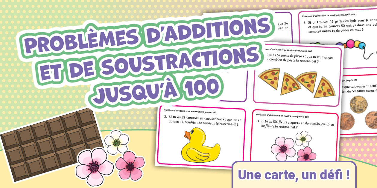 Cartes de problèmes mathématiques : Les additions et soustractions ...