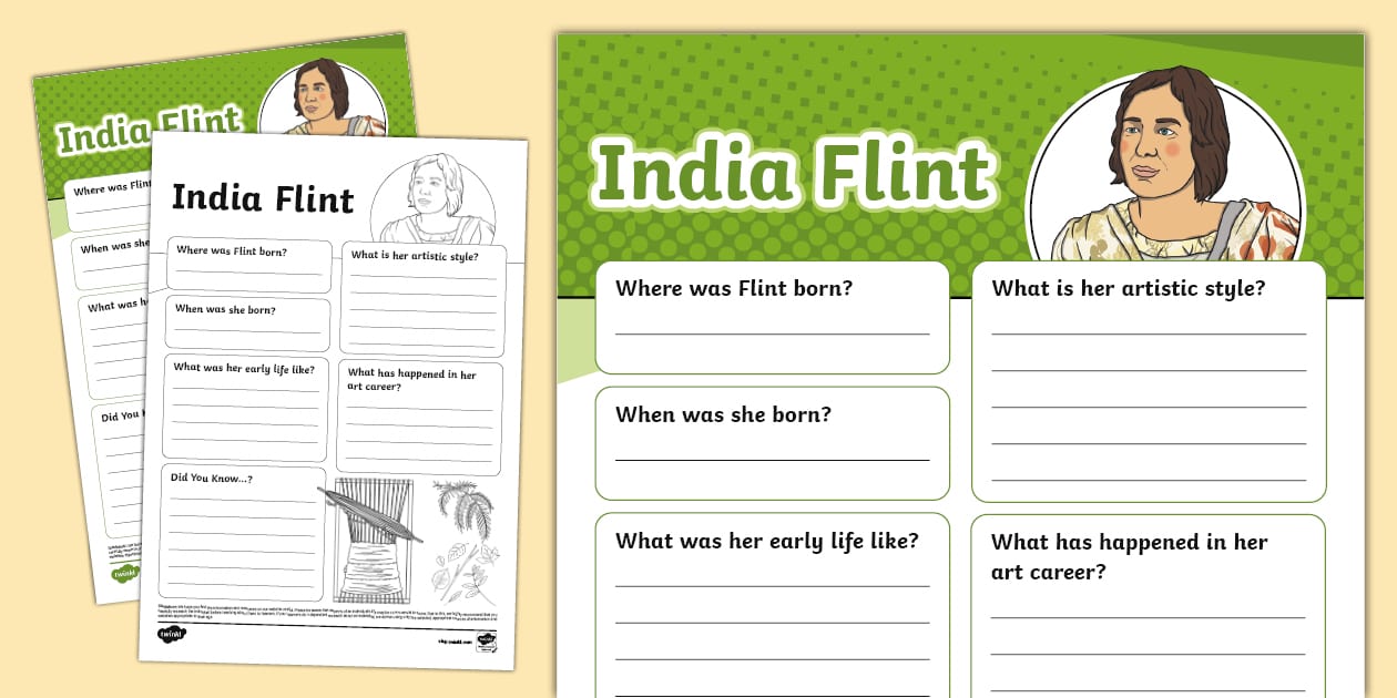 India Flint Fact File Template (teacher made) - Twinkl
