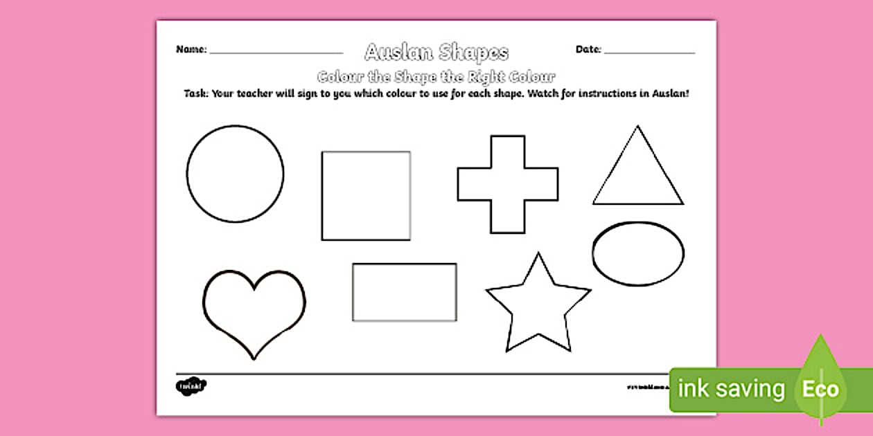 Auslan Shapes Colouring Task - Twinkl