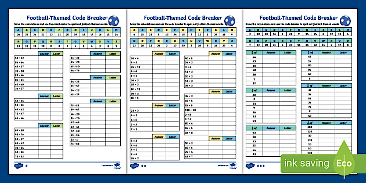 Football Themed Code Breaker – Maths Resource – LKS2