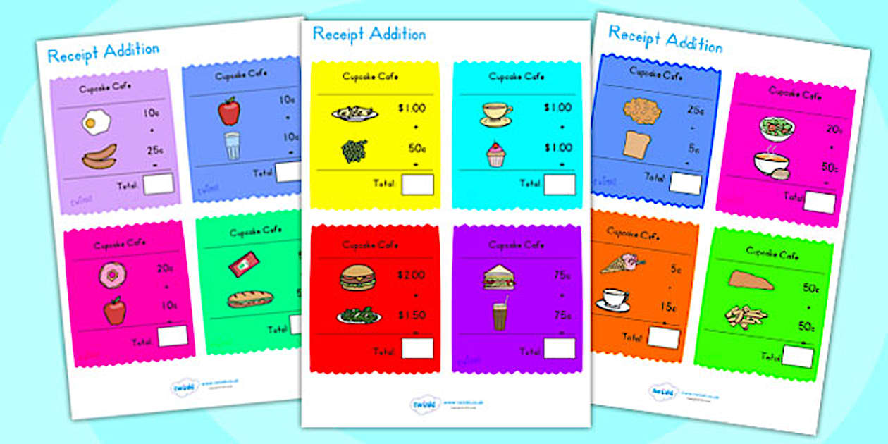 Receipt Addition Worksheet | Math Game | Twinkl USA - Twinkl