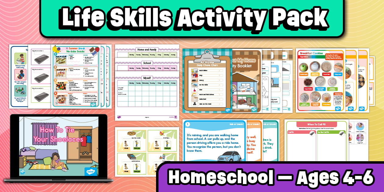 Life Skills Activity Pack for Homeschool Ages 4-6