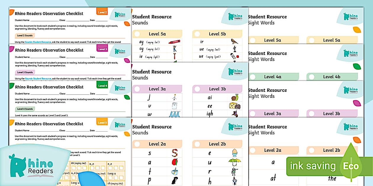Rhino Readers Progression Assessment Checklist - Twinkl
